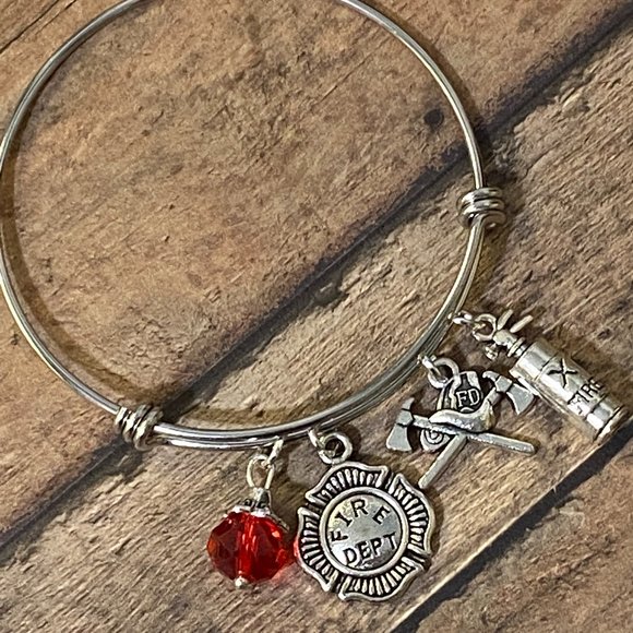 KK's Creations by Karen | Jewelry | Firefighter Charm Bangle | Poshmark